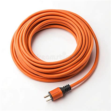 Heavy Duty Extension Cord With Orange Cover On White Background Stock Illustration