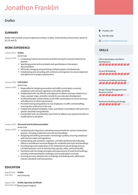 5 Best Drafter Resume Examples
