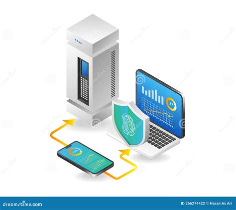 Isometric 3d Concept Illustration Of Server Data Security Analysis Stock Illustration