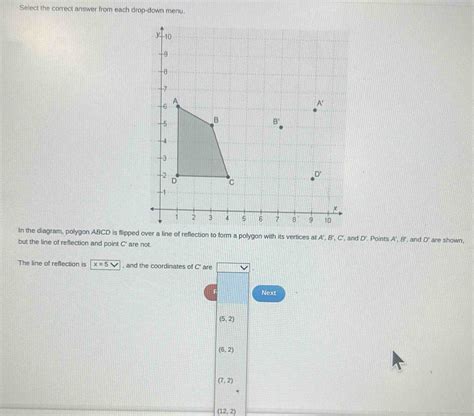 Solved Select The Correct Answer From Each Drop Down Menu In The Diagram Polygon Abcd Is