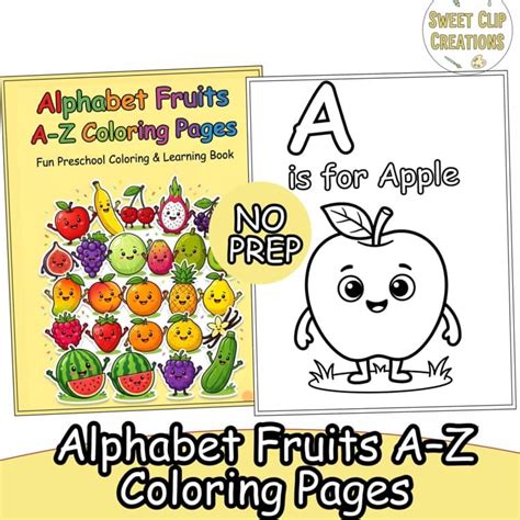 Alphabet Fruits A Z Coloring Pages Preschool Fruit Alphabet Activity