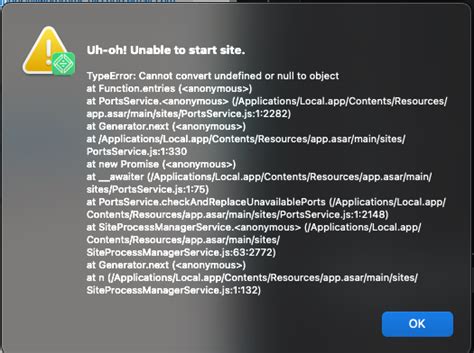 Unable To Start Sites Support Local Community