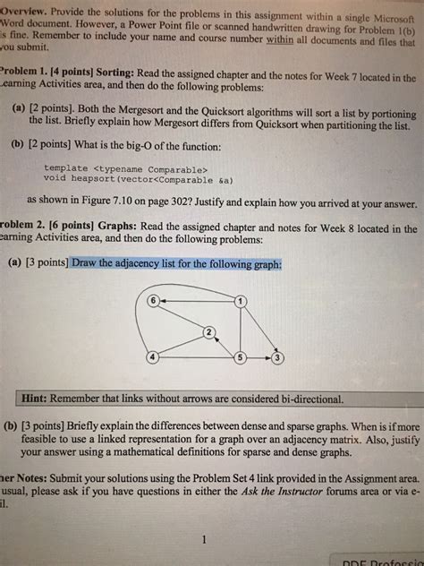 solved 1 draw the adjacency list for the following graph