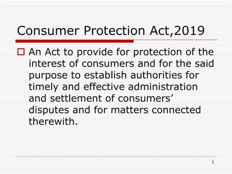Consumer Protection Act 2019 Ppt