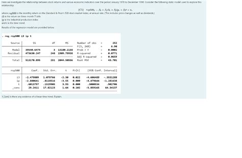 Solved Here We Investigate The Relationship Between Stock Chegg Com