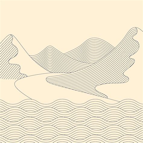 손으로 그린 산 개요 그림 무료 벡터