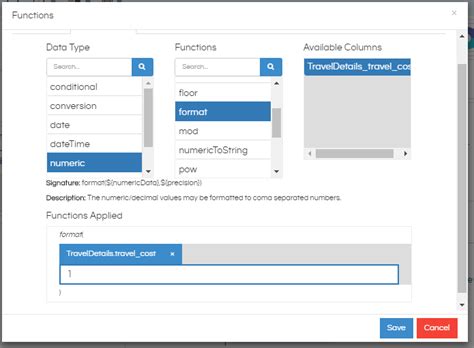 Format Database Function Usage In Helical Insight