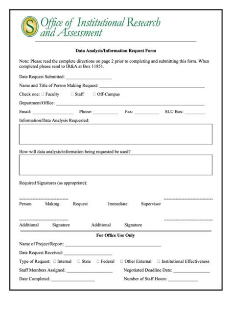 Fillable Data Analysis Information Request Form Printable Pdf Download