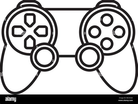Line Videogame Controller Play Console Object Vector Illustration Stock