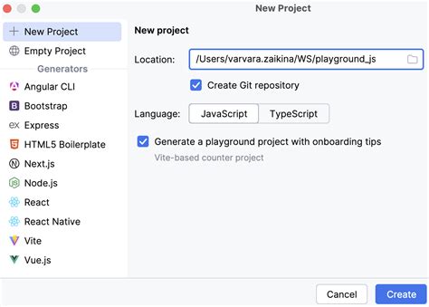 Creating Projects Webstorm Documentation