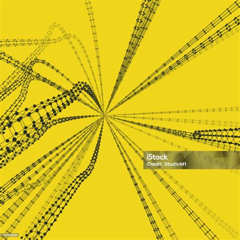 연결 구조입니다 와이어 프레임 벡터 일러스트입니다 추상적인 배경입니다 미래 기술 스타일입니다 3 차원 관점 그리드입니다 0명에 대한 스톡 벡터 아트 및 기타 이미지 Istock