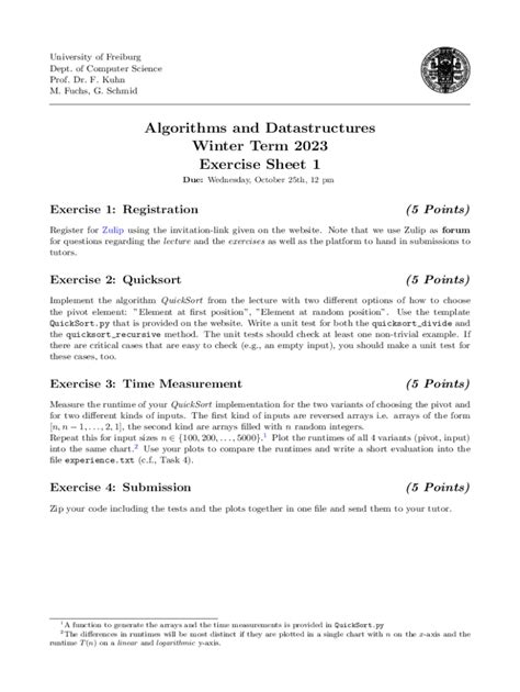 Fillable Online Algorithms And Datastructures Winter Term 2023 Sample