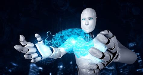 premium photo futuristic robot and data analysis