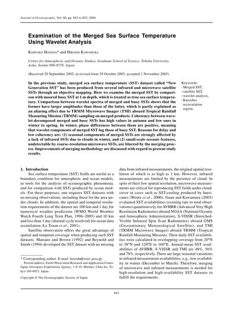Pdf Examination Of The Merged Sea Surface Temperature Using Wavelet Analysis