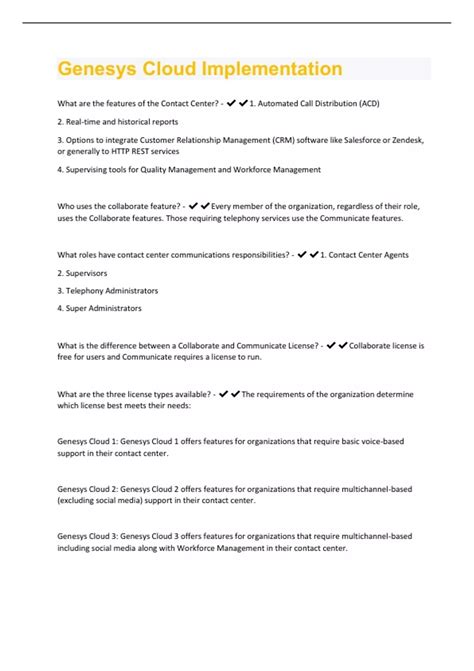 Genesys Cloud Implementation 115 Questions And Answers Already Graded A Genesys Cloud