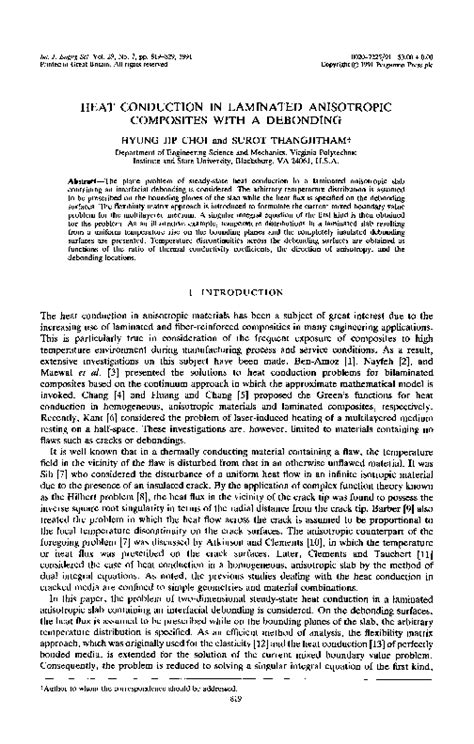 Pdf Heat Conduction In Laminated Anisotropic Composites With A Debonding Hyung Keun Choi