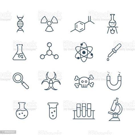 과학 실험실 테스트 및 분석 얇은 라인 그림 팩 화학 실험실 연구 벡터 선형 아이콘 세트입니다 화학 및 생명 공학 설계 요소 생물반응기에 대한 스톡 벡터 아트 및 기타