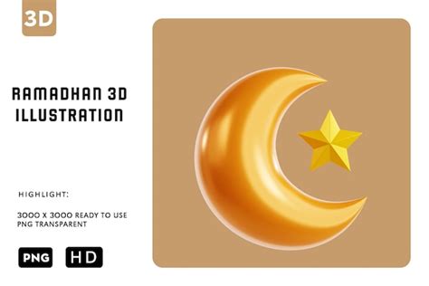 Premium Psd Psd Star And Crescent 3d Illustration