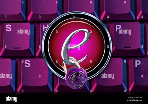 Lock Button On Computer Stock Photo Alamy