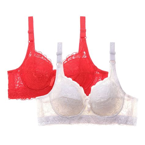 2 Packs Floral Secret Comfort Rose Bra Lace Eyelet Bras For Women Full