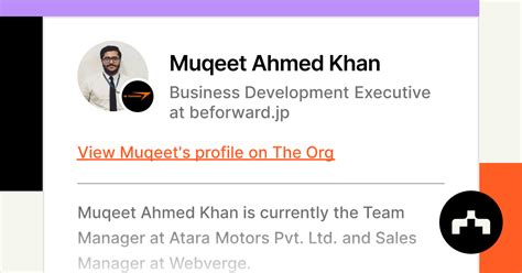Muqeet Ahmed Khan Business Development Executive At Beforward Jp The Org