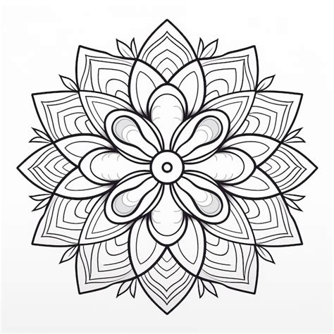 Premium Photo Mandala Flower Coloring Design Simplistic Monochromatic Geometric Shapes