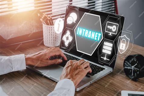 Premium Photo Intranet Concept Business Person Working On Laptop Computer With Intranet Icon