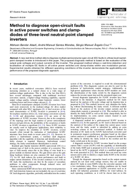 Pdf Method To Diagnose Open‐circuit Faults In Active Power Switches