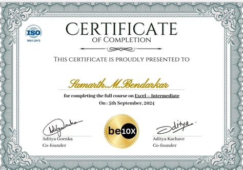 Completed Excel Course On Data Analysis Samarthm Bendarkar Posted