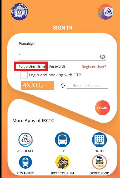 How To Reset Irctc User Name