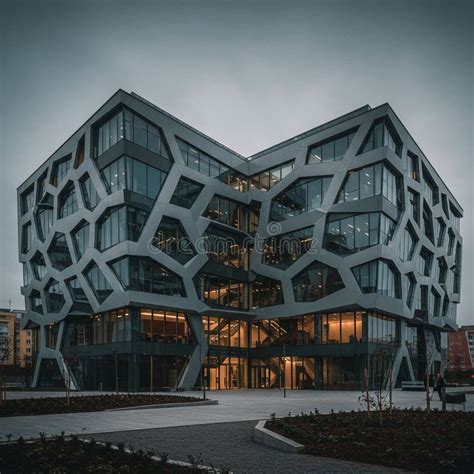 Futuristic Architectural Building With A Distinctive Geometric Facade