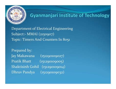 Timer And Counter In 8051 Microcontroller PPT