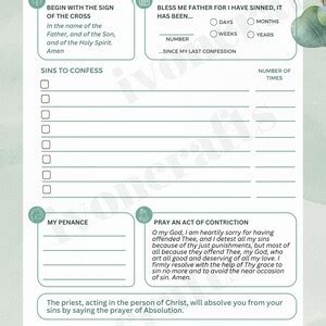 My Confession Guide Printable Catholic Confession Sheet Sacrament