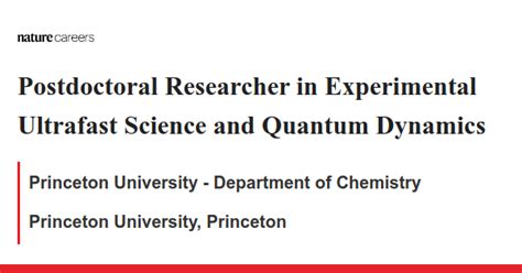 Postdoctoral Researcher In Experimental Ultrafast Science And Quantum