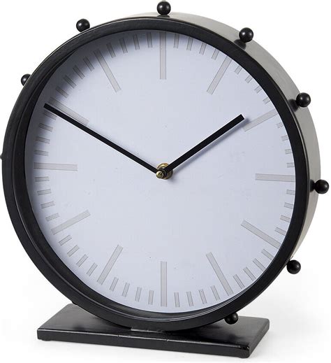 Marian Studded Round Table Clock In Black By Mercana 1stopbedrooms