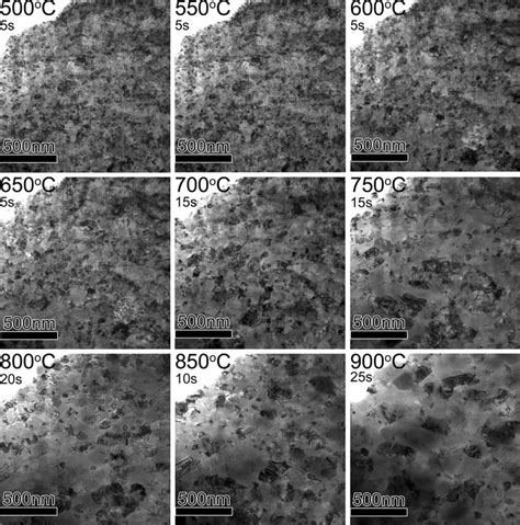 Sequence Of Plan View Bright Field Tem Micrographs Showing The