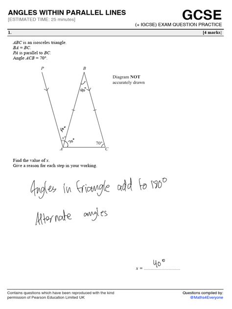Gcse Angles In Parallel Lines Pdf Euclidean Plane Geometry Elementary Mathematics