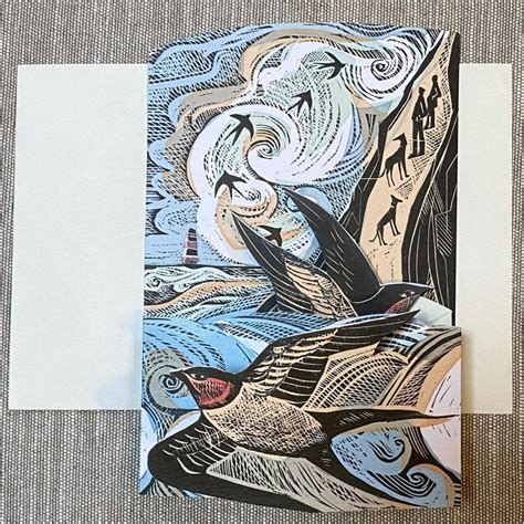 Angela Harding Card And Envelope Engraving Printing Fine Art Printmaking Linoprint Pattern Art