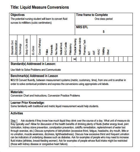 Nursing Conversion Table Chart Minga