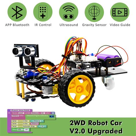 Lafvin Smart Robot Car 2wd Chassis Kit Upgraded V20 For Arduino Robot