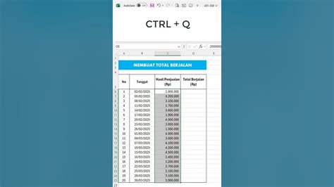 Membuat Running Total Di Excel Excel Tipspraktis Exceltips Tutorial