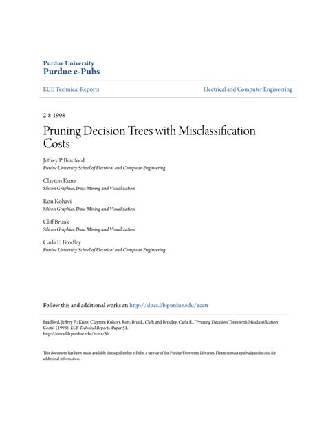 Pdf Pruning Decision Trees With Misclassification Costs