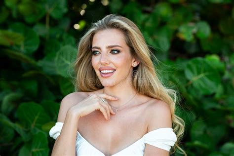 Beautiful Tender Young Woman Look Sensual Outdoor Charming Elegance
