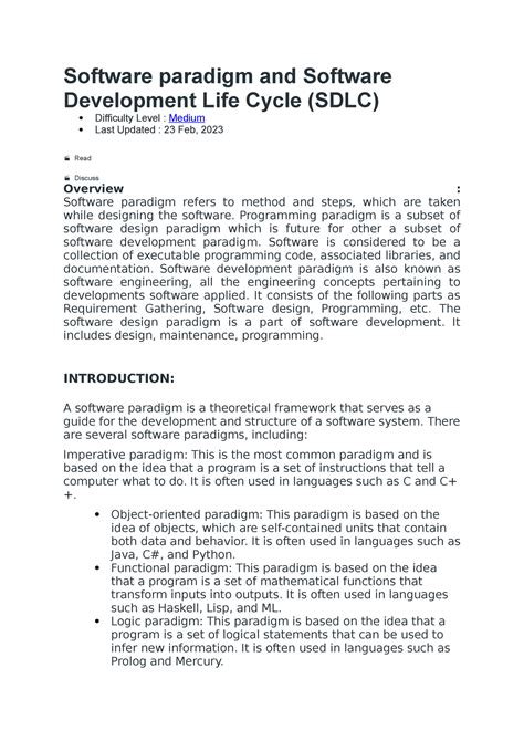 Software Engi Assignment Research Software Paradigm And Software Development Life Cycle
