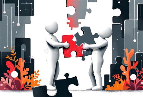 Teamwork Puzzle Solution Collaboration Success Strategy Stock