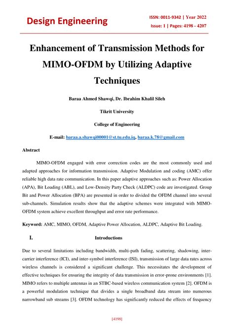 Pdf Enhancement Of Transmission Methods For Mimo Ofdm By Utilizing