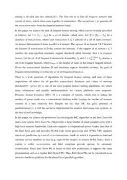 Parallel Algorithm For Frequent Itemset Mining On Intel Many Core