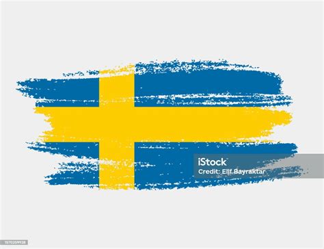 흰색 배경에 격리된 스웨덴의 예술적 그런지 브러시 깃발 국가 국기의 우아한 질감 0명에 대한 스톡 벡터 아트 및 기타 이미지 0명 개념 개념과 주제 Istock
