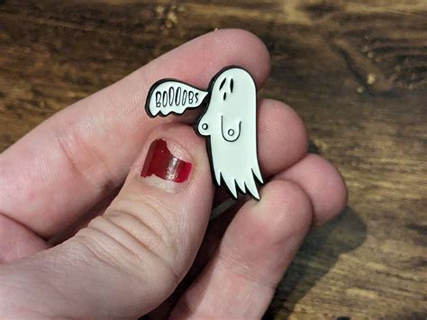 Boooobs Ghost Pin Hilarious Enamel Spooky Halloween Brooch Jewelry