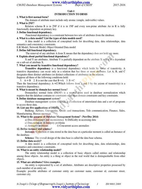 Cs6302 Database Management Systems Download Free Pdf Relational Database Databases